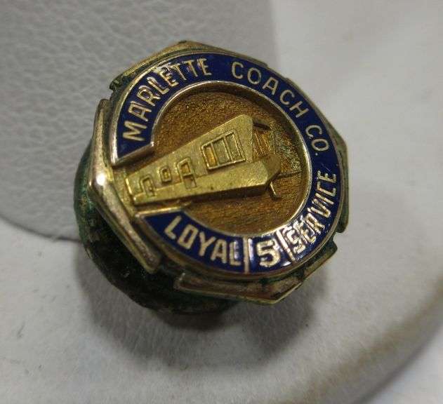 Marlette Coach 5 year service pin, nice, used - Albrecht Auction Service