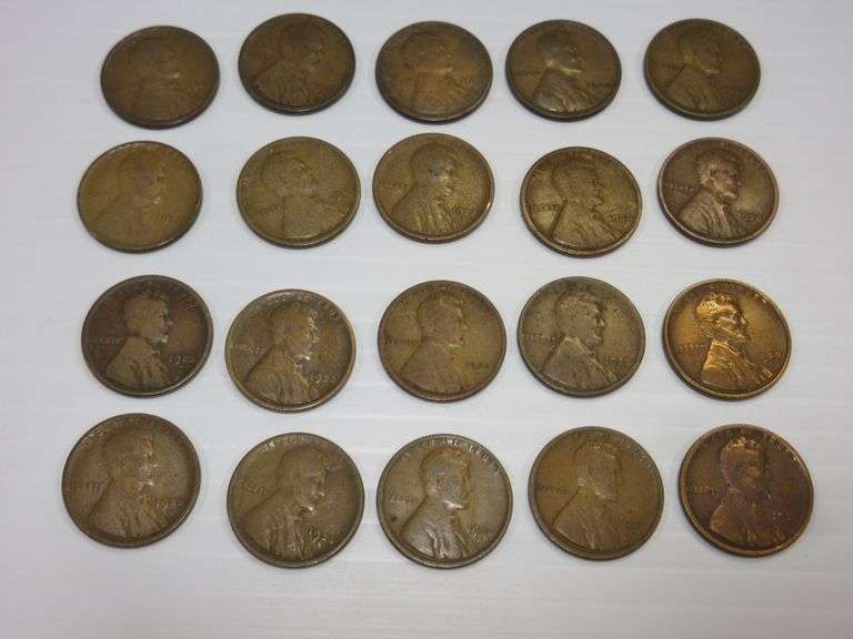 (20) Wheat cents, 1920-D and 1920-S, all early date coins, all ex-nice ...