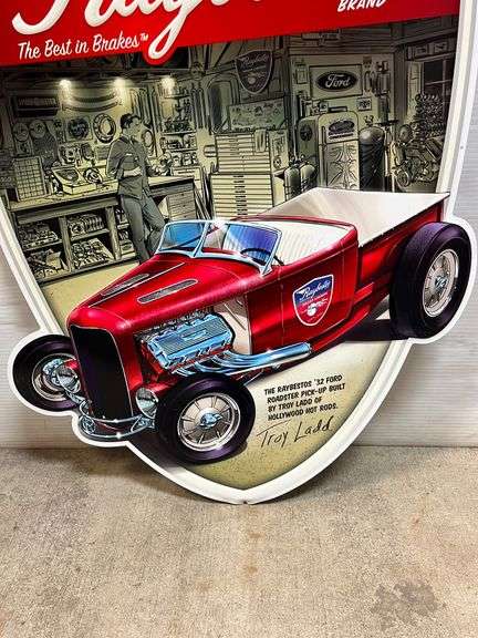 Raybestos Brakes embossed tin sign, great graphics of a 1932 Ford ...