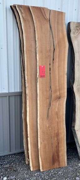 (4) Black cherry boards, live edge, rough sawn: One- 16" to 17"W x 7/8 ...