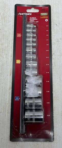 Husky 13-piece external torx socket set, include: 1/4", 3/8", and 1/2 ...