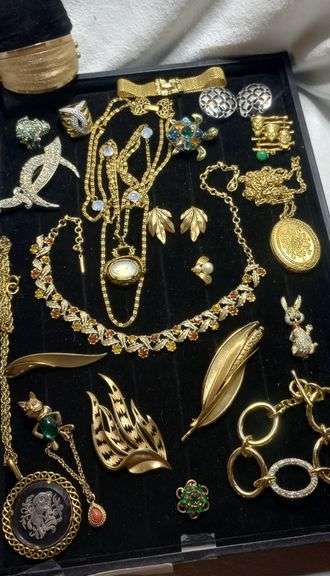 Mostly signed collectible jewelry with 1940s cuff bracelet by Emmons ...