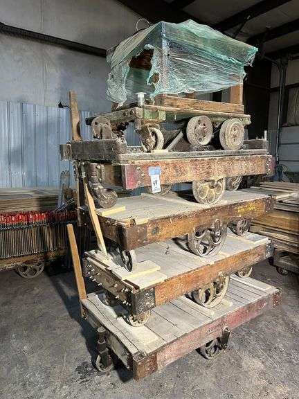 (5)-Antique Railroad Carts, Assorted Sizes, Largest is 36" x 63 ...