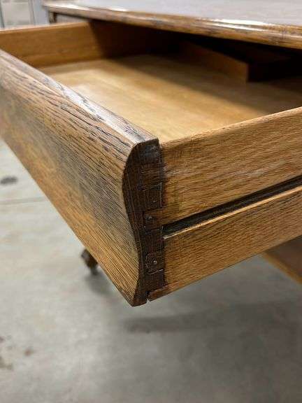 Antique oak victorian library table with drawer, 28"D x 46"W x 30"H ...