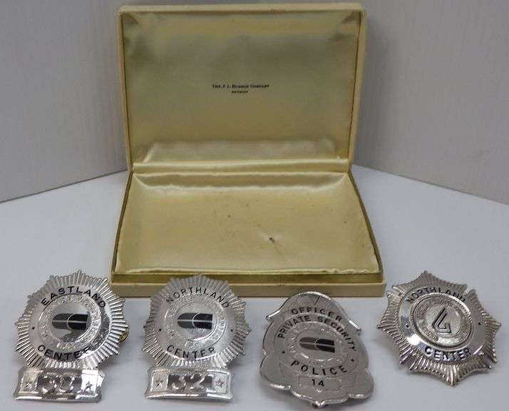 Metal private security badges: Northland: Eastland Center, up to 2 3/4 ...