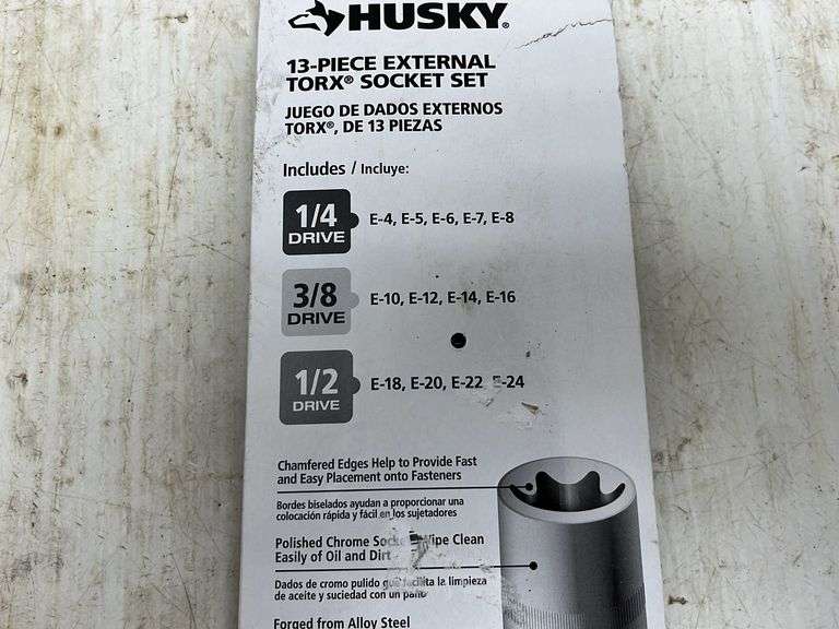 Husky 13-piece external torx socket set, include: 1/4", 3/8", and 1/2 ...