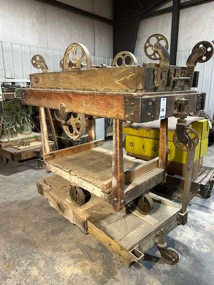 (4)-Antique Railroad Carts, Assorted Sizes, Largest Deck is 36" x 60 ...