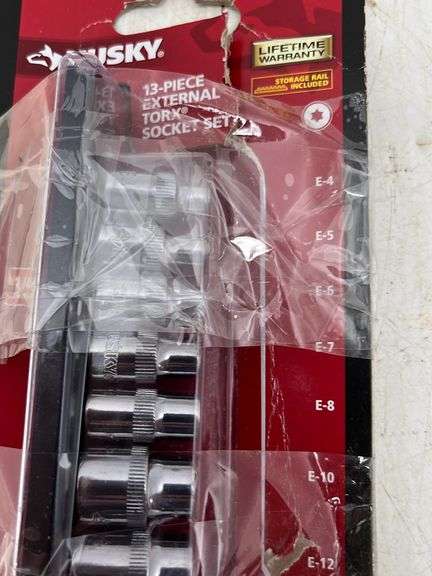Husky 13-piece external torx socket set, includes: 1/4", 3/8", and 1/2 ...