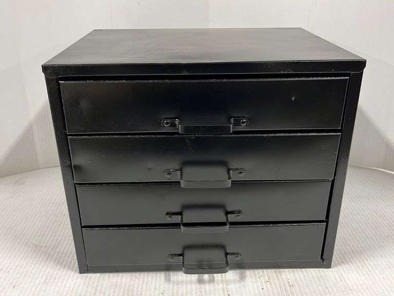 Metal storage cabinet with four drawers, 11 1/2"W x 8 3/4"D x 9 1/2"H ...