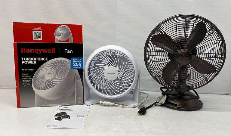 Lasko metal 120V table fan, 12", like new, works well, quiet, moves a ...