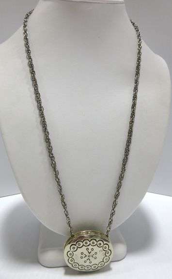 Older perfume locket necklace, still has contents inside, 24"L, nice ...