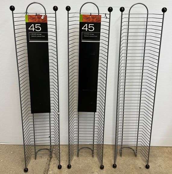 (3) Tall metal 45-DVD storage display racks, 9"W x 37"H, new, never ...