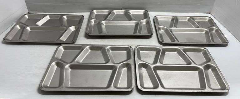 (8) Original TRICO military GI mess trays made of stainless steel, six ...
