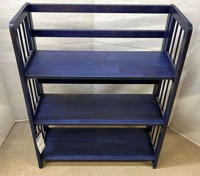 Blue shelf, foldable, 30"W x 38"H - Albrecht Auction Service