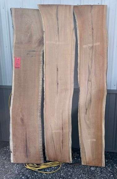 (3) Black cherry boards, live edge, rough sawn: One- 11" to 15"W x 1 ...