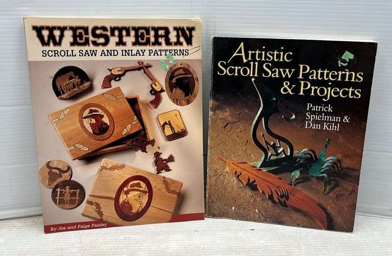 (2) Scroll saw pattern books with inlay patterns included, lots of ...