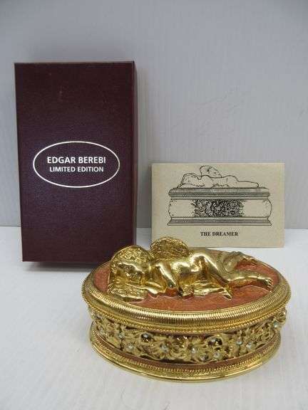 Limited edition Edgar Berebi brass/gold trinket box, "The Dreamer" with ...