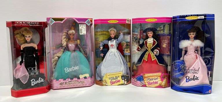 (5) Vintage Barbies, includes: 1994 Rapunzel Barbie, 1995 Civil War ...