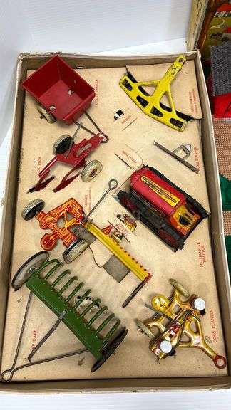 1940s Marx complete farm set, includes: 10-disc harrow, Hay rake, Wind ...
