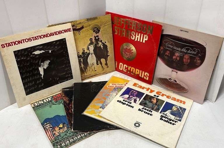 (9) Classic record albums from 60s to 70s, include: AC/DC Back in Black ...