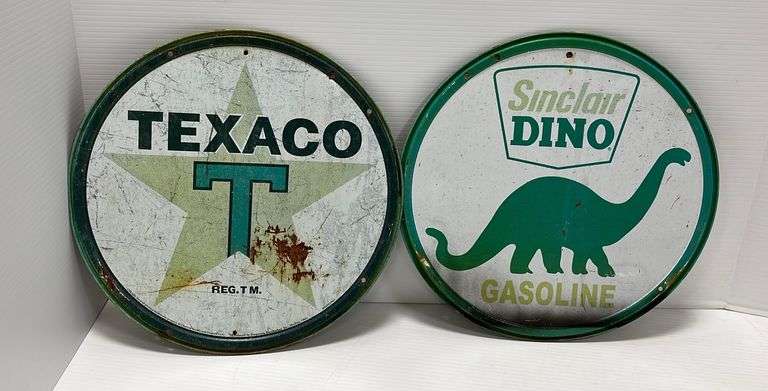 (2) Gas signs, includes: One- "Texaco" and One- "Sinclair DIno", both ...