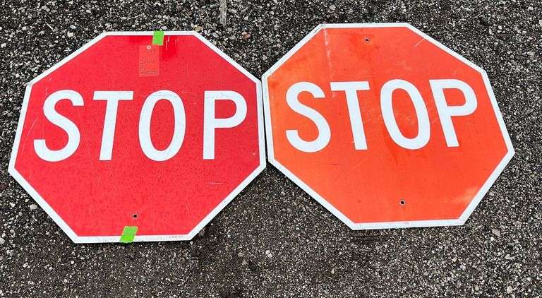 (2) Stop signs, 30" x 30" - Albrecht Auction Service