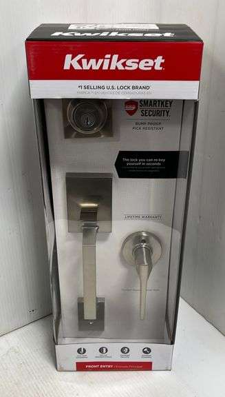 Kwikset front down handset in brushed nickel, smart key technology ...