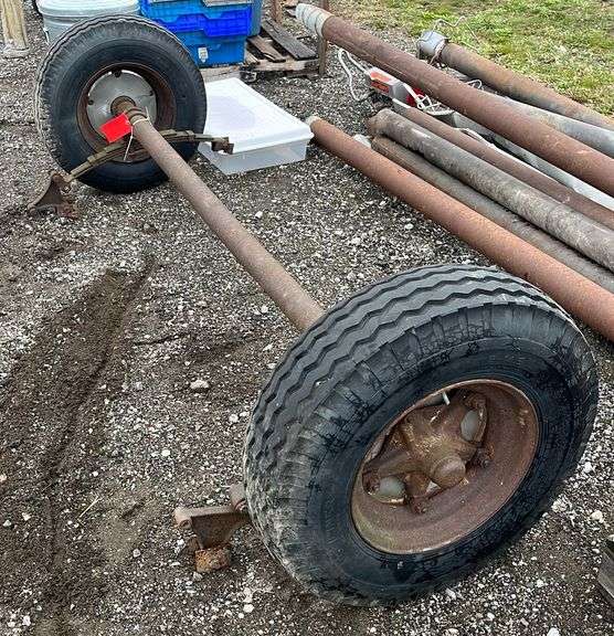 Trailer axle and wheels, great for a trailer build project, 3" tube ...
