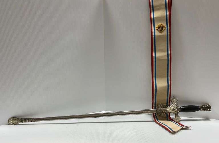 Knights of Columbus ornmental sword with scabbard and sash, KOFC and ...