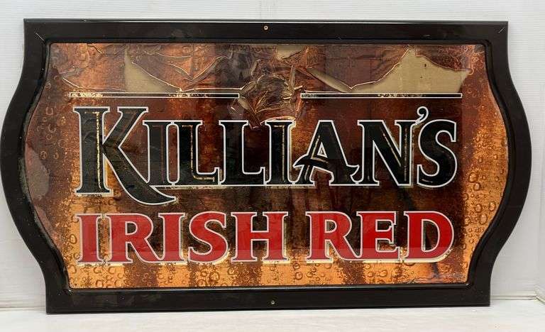 "Killian's Irish Red" bar sign, 45 1/2"L x 25"H, design is peeling ...