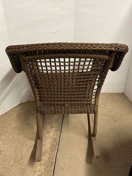 Brown wicker rocking chair, 27"W x 15"H to seat - Albrecht Auction Service