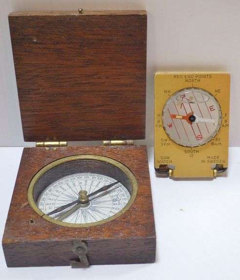 (2) Vintage compasses, 1- Sila Mod Huntsman made in Sweden, 1- Van Cort ...