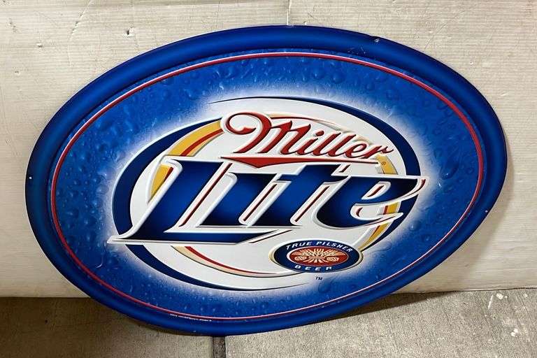 Miller Lite tin sign, 32"W x 25"H - Albrecht Auction Service