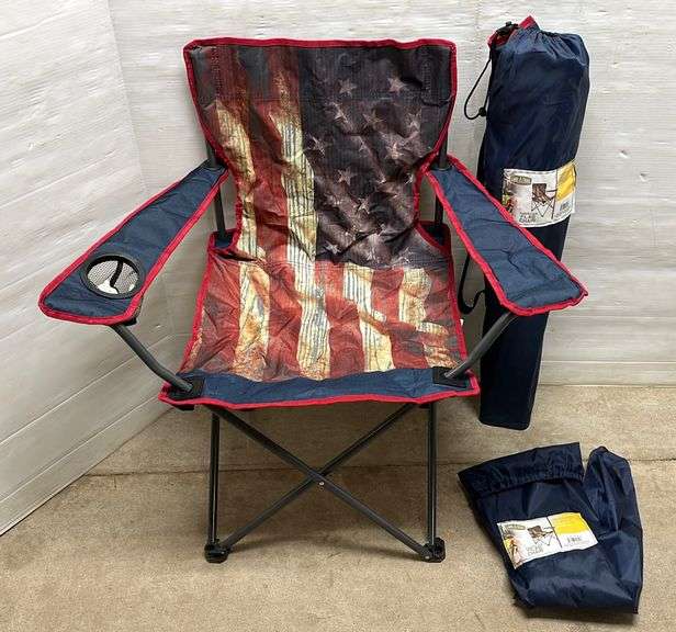 (2) Lake & Trail American flag chairs with cases and bags, great ...