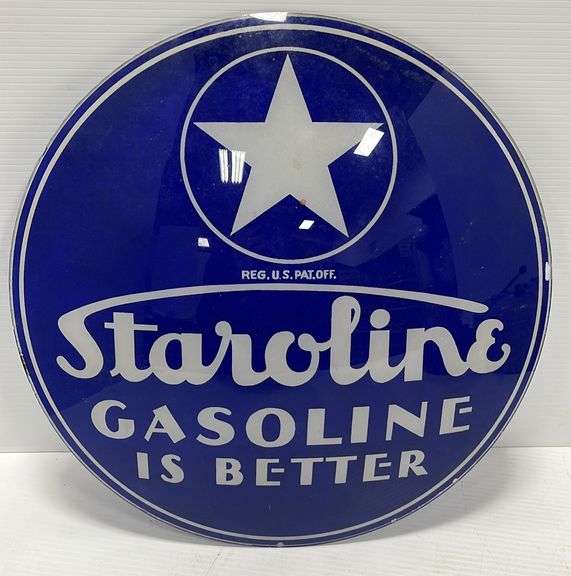 Starline gas, single side of a old glass for a gas pump, 15"Dia ...