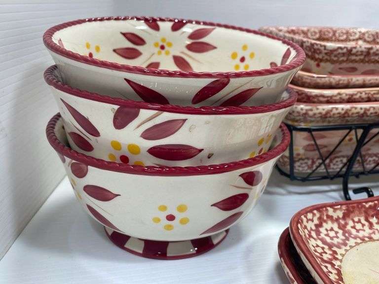 Temptations Old World cranberry set, includes: Plates, canisters, bowls ...