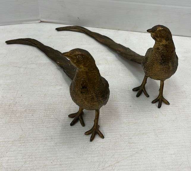 (2) Cast metal birds, 14 1/2"W - Albrecht Auction Service