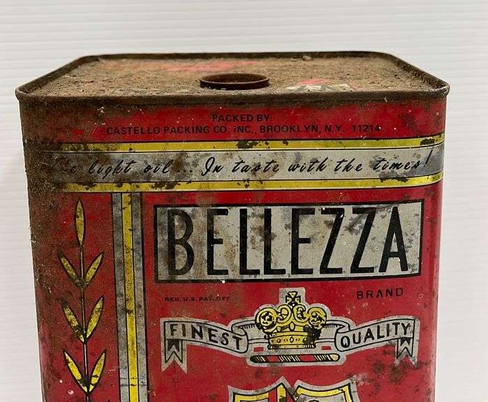 Bellezza Tin, 5 1/2"W x 9 1/2"H, empty - Albrecht Auction Service