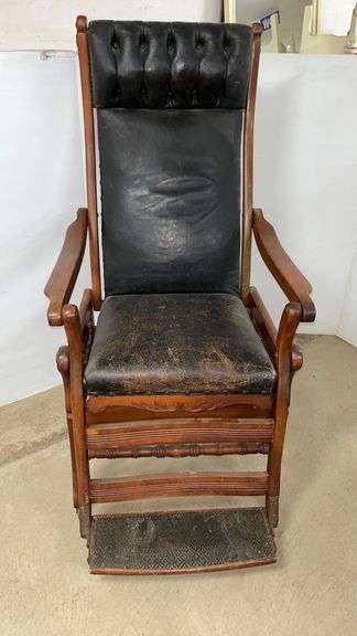 Antique 1890 Lazy Boy, original leather upholstery refinished by ...
