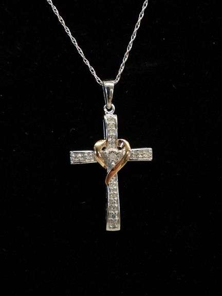 Platinaire genuine diamond cross, 92.5% silver and 5% platinum, 20 ...