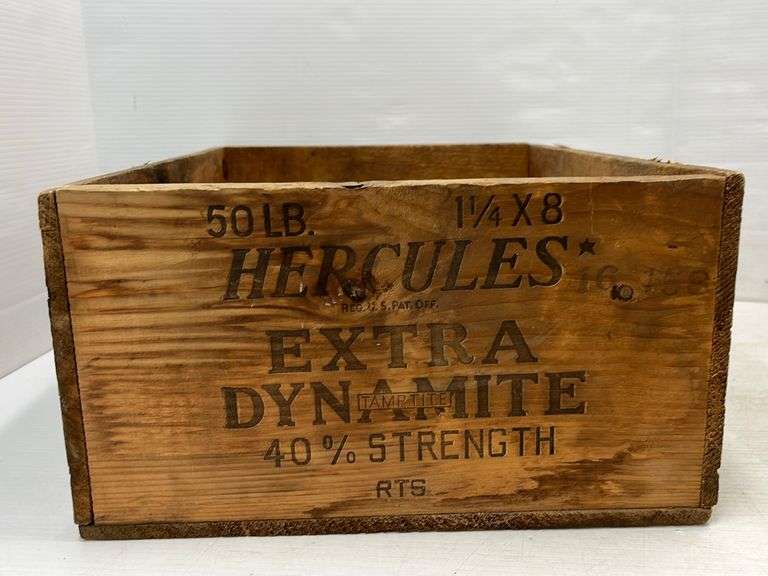 Antique Hercules powder box wood crate,18"W x 13"D x 7"H - Albrecht ...