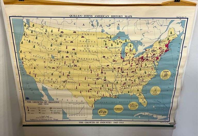 American history map of Quillen John's The Growing Industry 1865-1914 ...