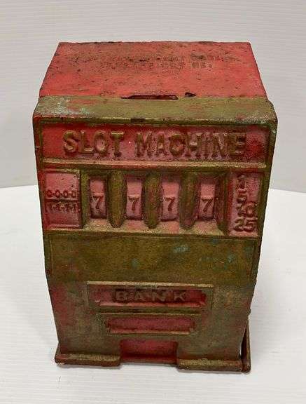 Old cast iron sloth machine bank advertising, Souvenir Lac Cieux Désert ...
