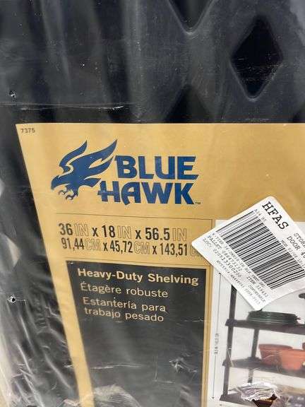 Blue Hawk heavy duty shelving, 36"W x 18"D x 56 1/2"H, NIP - Albrecht ...
