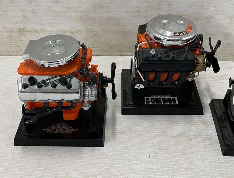 (3) Assembled diecast 426 Hemi engine models, up to 6 1/4"H - Albrecht ...