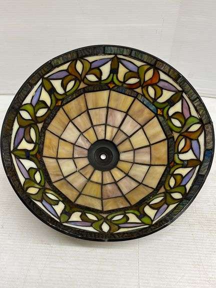 (2) Handmade stained glass light covers, large one has a small cover on ...