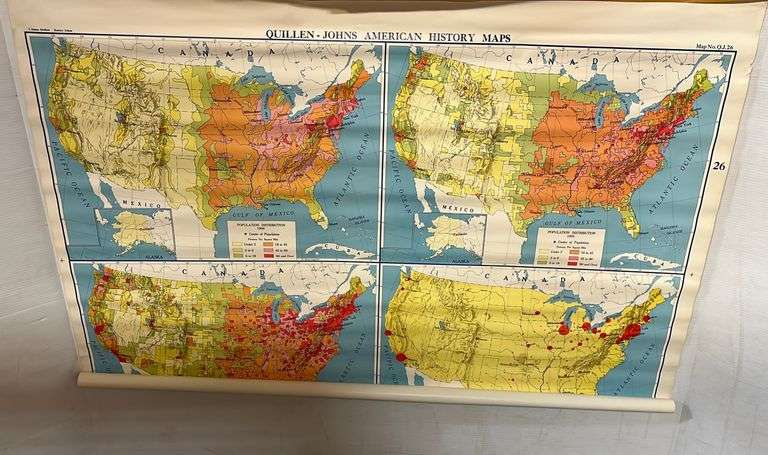 American history map of American Population Distribution 1900, 40" x 48 ...