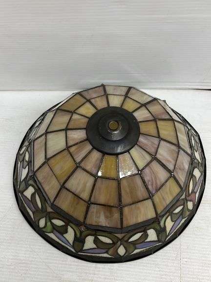 (2) Handmade stained glass light covers, large one has a small cover on ...