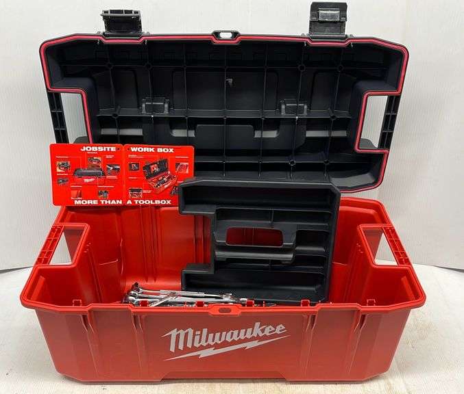 Milwaukee jobsite work box, includes: (2) Sets of Craftsman wrenches ...