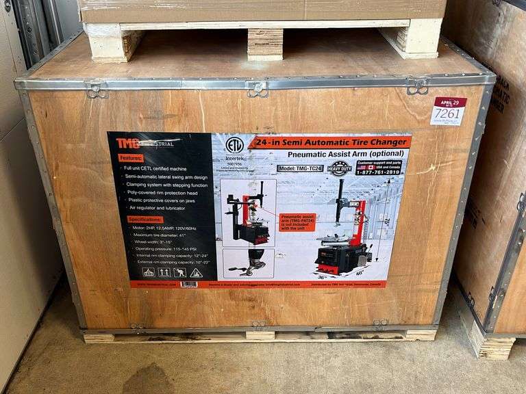 TMG Industrial semi-automatic tire changer, 12" to 24" rim clamping ...